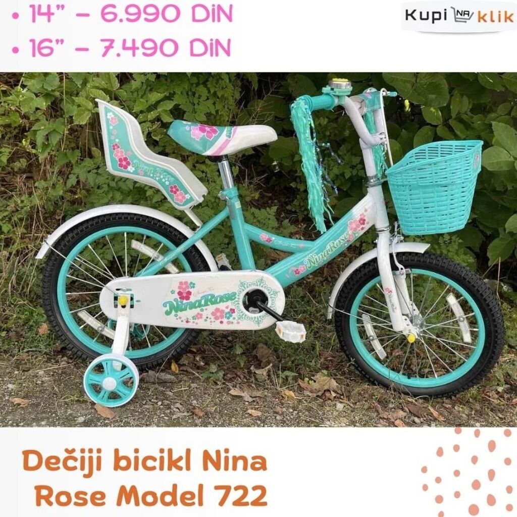 Dečiji bicikl Nina Rose Model 722 - Veličine točkova: 12”, 14”, 16” i