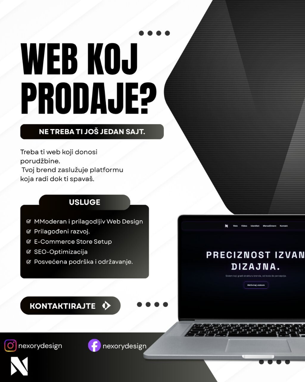 Treba ti sajt koji donosi porudžbine, ne samo posetioce? Nexory pravi