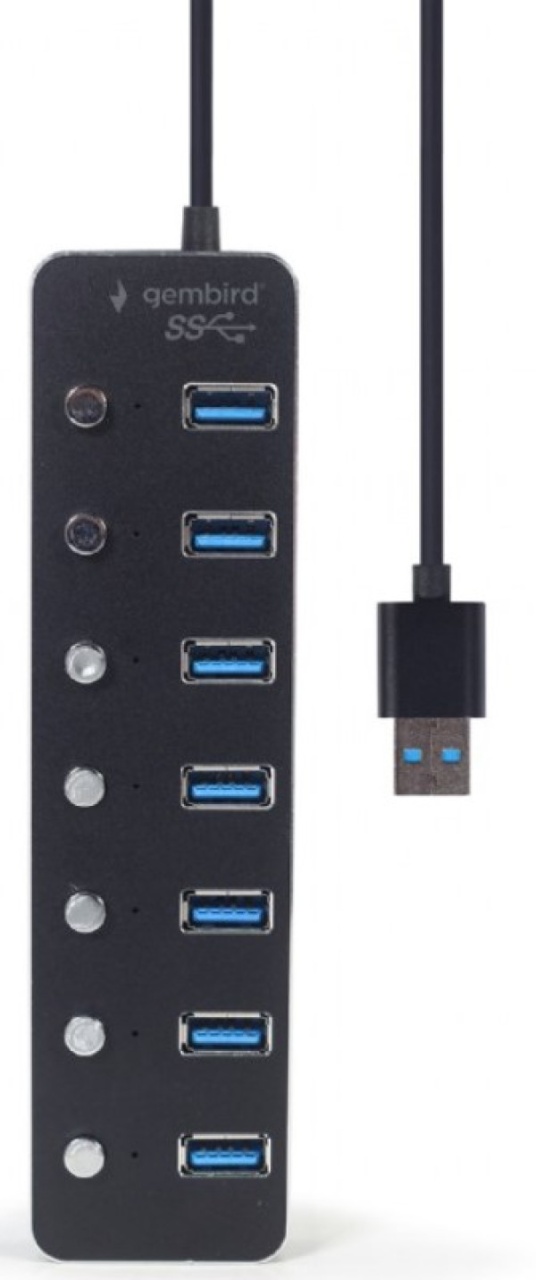 UHB-U3P7P-01 Gembird 7-port USB 3.1 (Gen 1) hub with switches, black