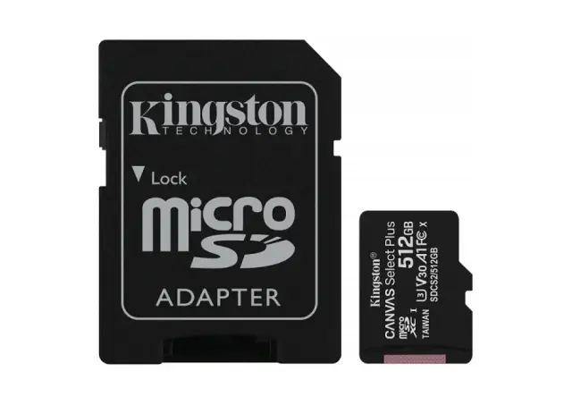 Kingston Memorijska kartica SDCS2 MicroSD 512GB, Canvas Select Plus, Class 10 UHS-I U3 V30 A , Adapter