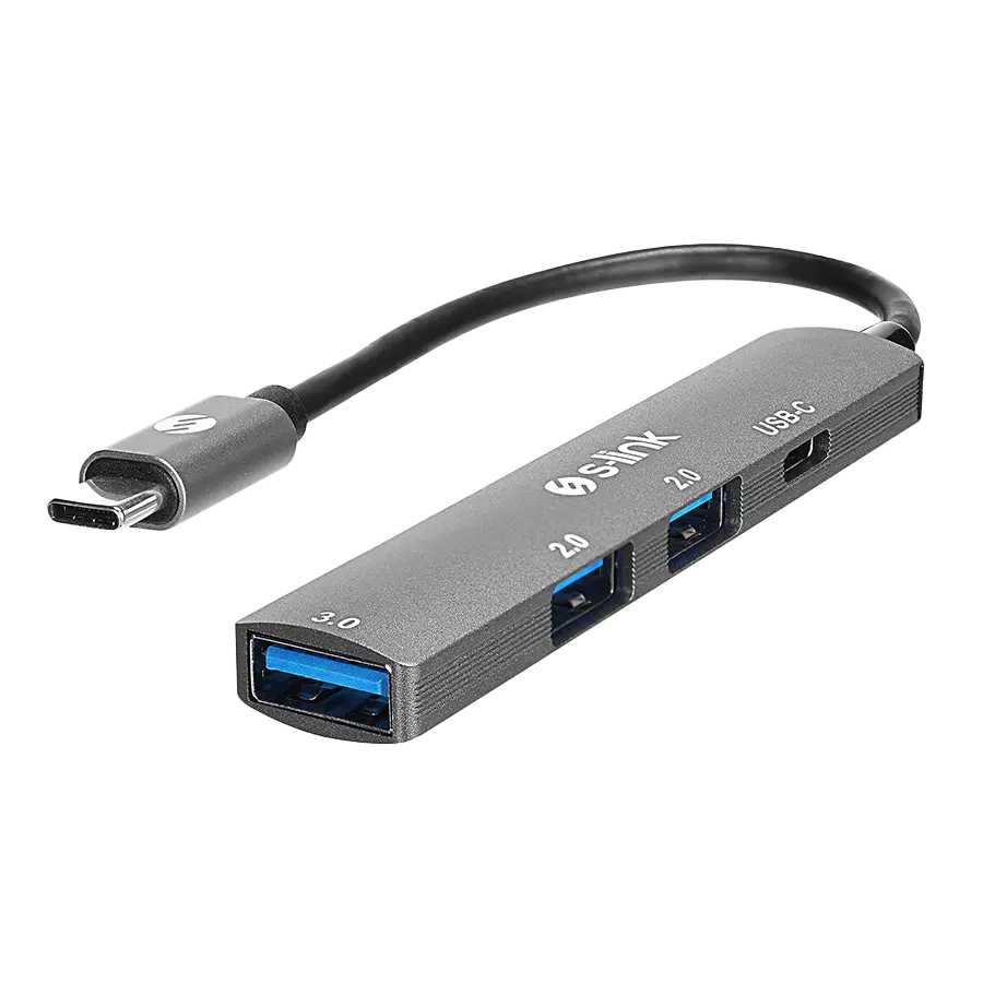 S-link USB Hub SWV-USBC023, 4 u 1, sivi metal, Type-C na 2 USB 2.0 i USB 3.0, PD Type-C adapter, 39871