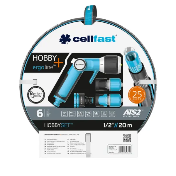 CELLFAST Set za navodnjavanje hobby ats 21/2”20m+set nastavaka plavi