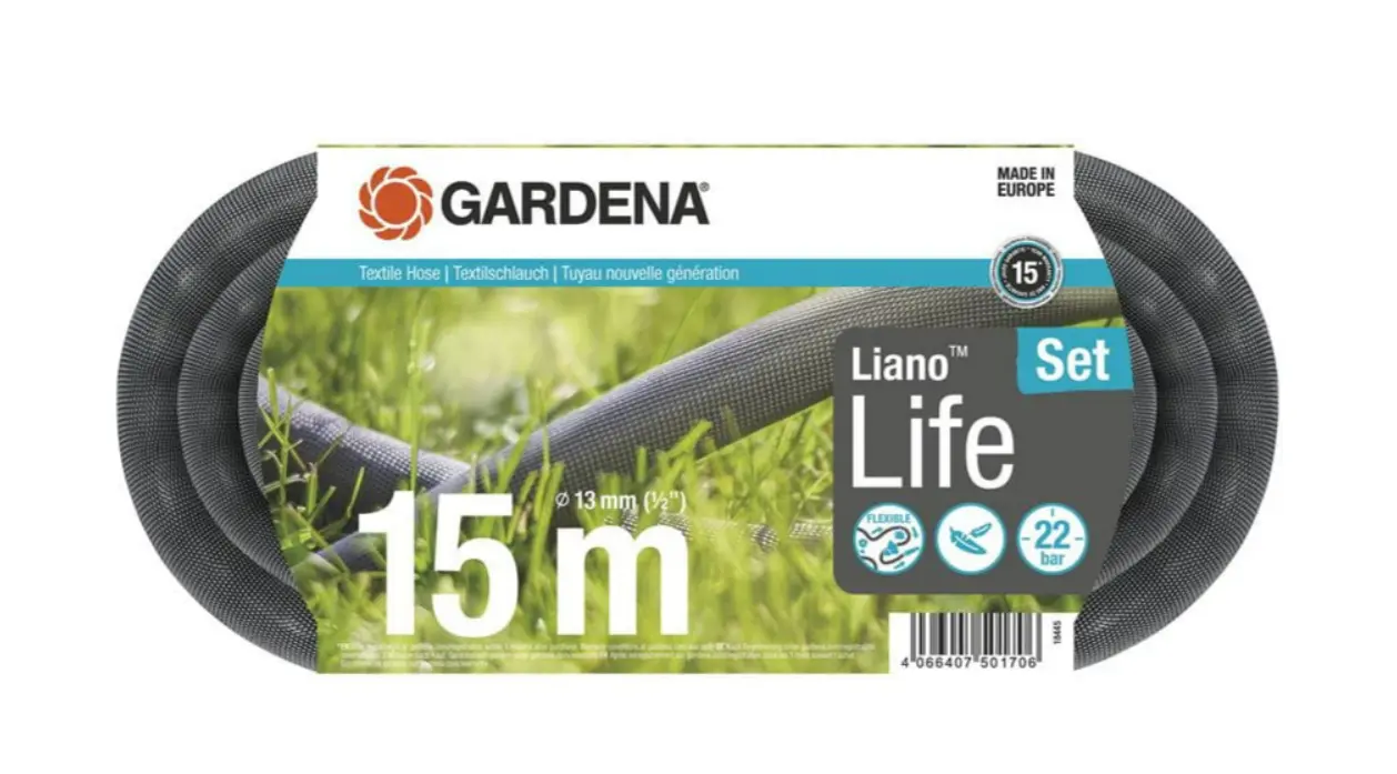GARDENA Set baštensko tekstilno crevo liano life sa nastavcima 15m