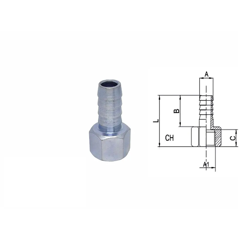 Adapter za creva 10mm, Ženski, 1/4'', 19x17x32 mm