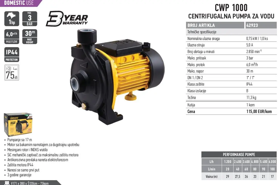 FF EA PUMPA ZA VODU CWP1000