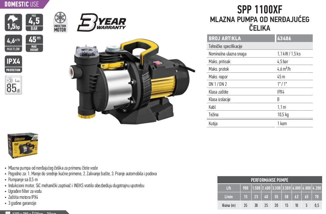 FF EA PUMPA Z VODU SPP1100XF