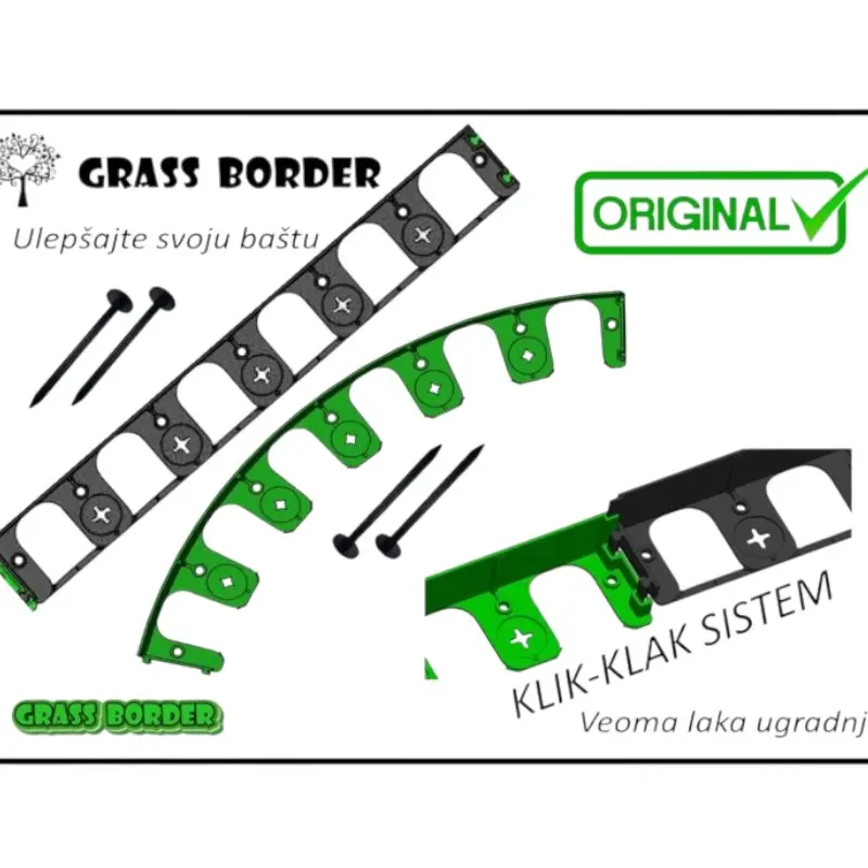 Graničnik za travu, oblutak, malč – 1m-5cm visine – Grass Border