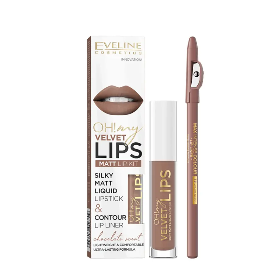 Eveline Tečni mat ruž i olovka za usne Oh! my Lips 14 Choco Truffle