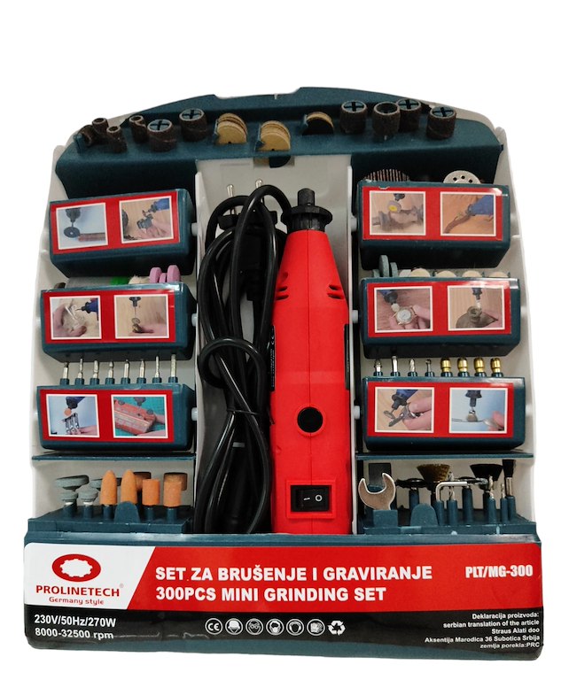PROLINETECH Set za brušenje i graviranje + 300el PLT/MG-300