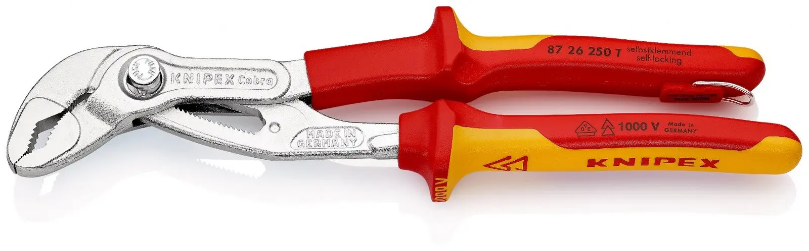 KNIPEX Papagaj - cevna klešta Cobra® 1000V VDE 2 sa mogućnošću kačenja 87 26 250 T