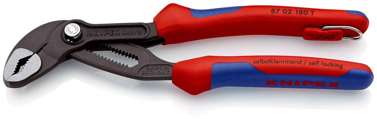 KNIPEX Papagaj - cevna klešta Cobra 1 1/2 sa mogućnošću kačenja 87 02 180 T crveno-žuta