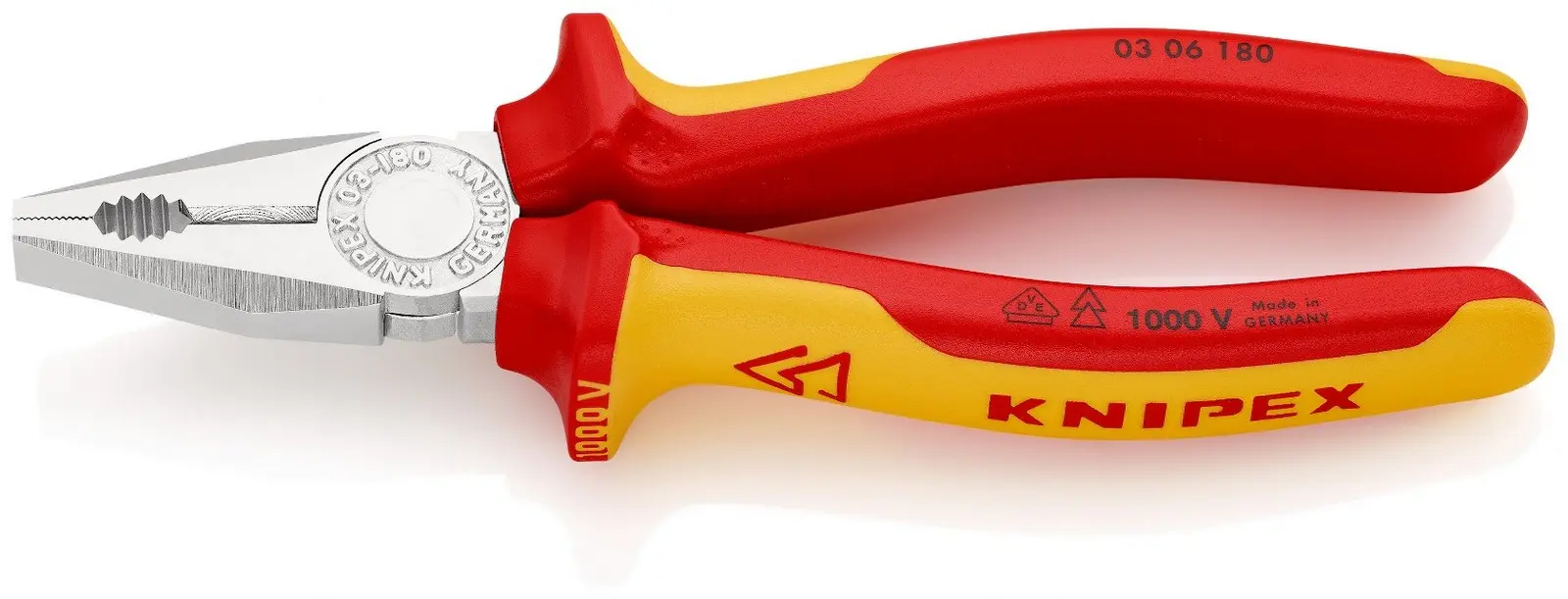 KNIPEX Klešta kombinovana izolovana 1000V VDE 180mm 03 06 180 crvena