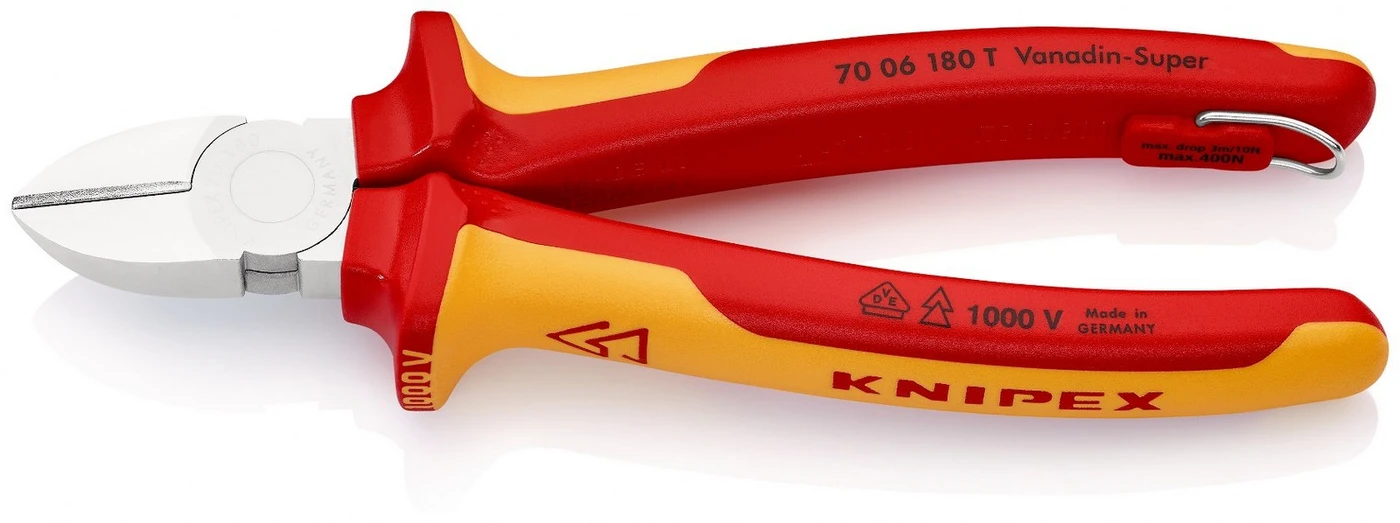 KNIPEX Kose sečice izolovane 1000V VDE 180mm sa mogućnošću kačenja 70 06 180 T