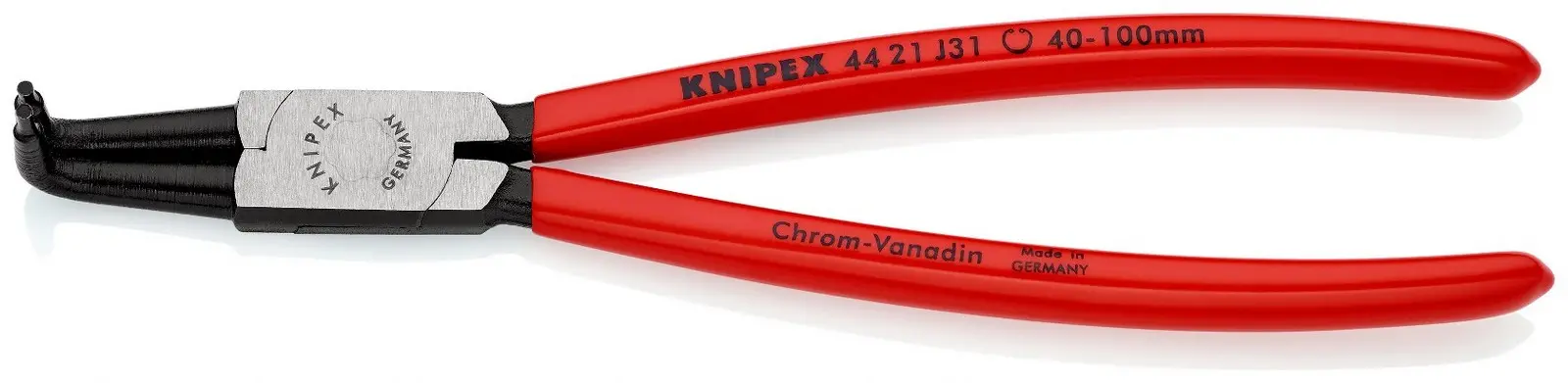 KNIPEX Klešta za unutrašnje sigurnosne prstenove kriva 215mm 44 21 J31 crvena