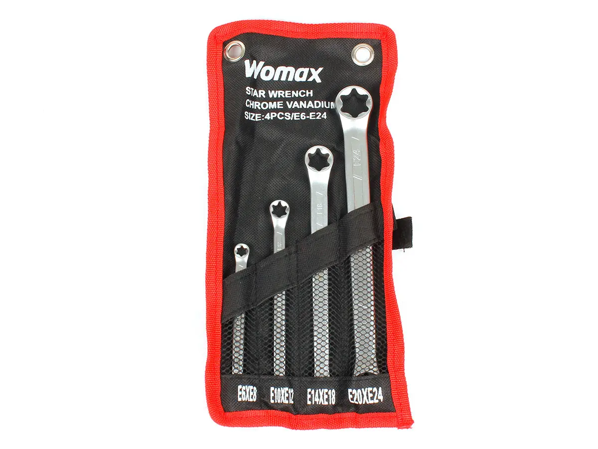 Womax Ključ okasti e torx set 4 kom