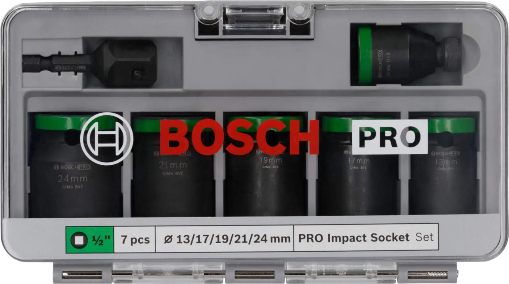 Bosch Set kovanih nasadnih ključeva sa adapterom, 1/2", 7 delova u kutiji, PRO Impact Socket 2608003032