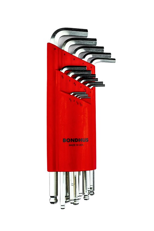 Bondhus Set ekstra dugih imbus ključeva sa kugličnom glavom BriteGuard, HEX 1,27 - 10, 15 komada, Srebrna boja