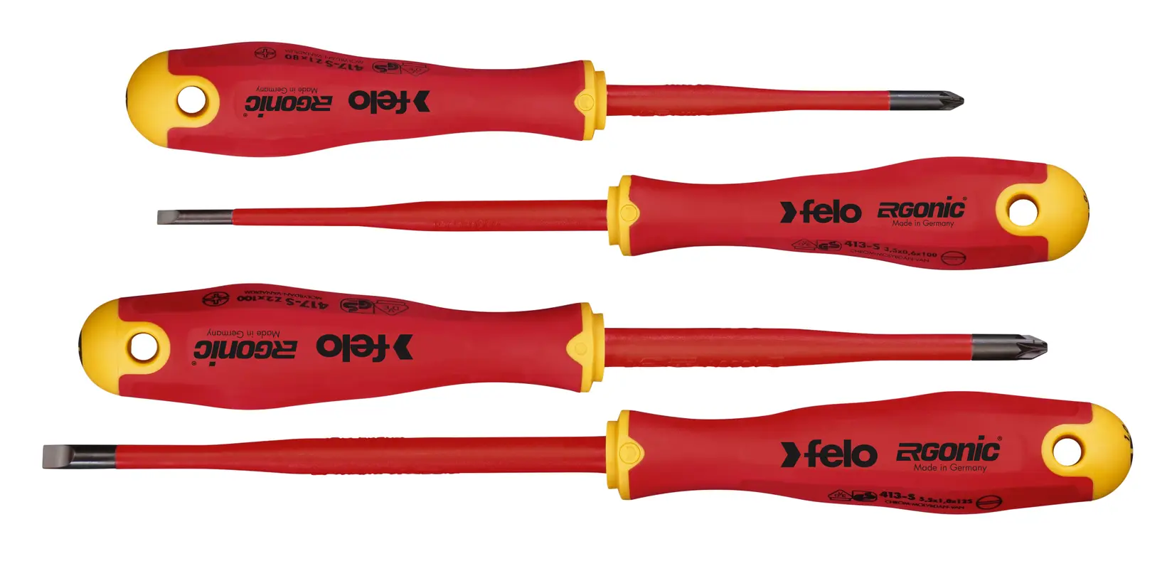 Felo 41784198 Set dielektrični šrafcigeri Ergonic VDE E-slim SL/Z, 4 komada