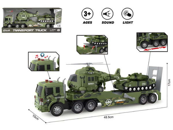 Vojni kamion, helikopter i tenk