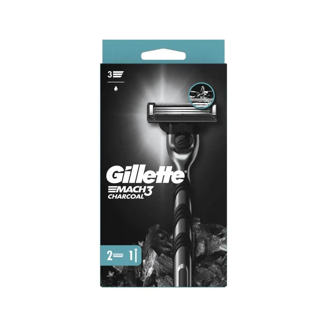 GILLETTE Aparat MACH3 Charcoal, 2 dopune