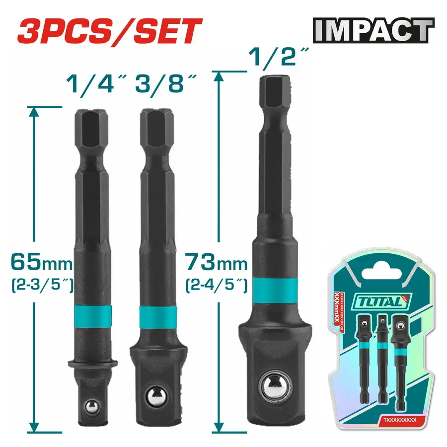 Total Set adaptera za šrafilicu na gedore TAC273651, 1/4", 3/8", 1/2"