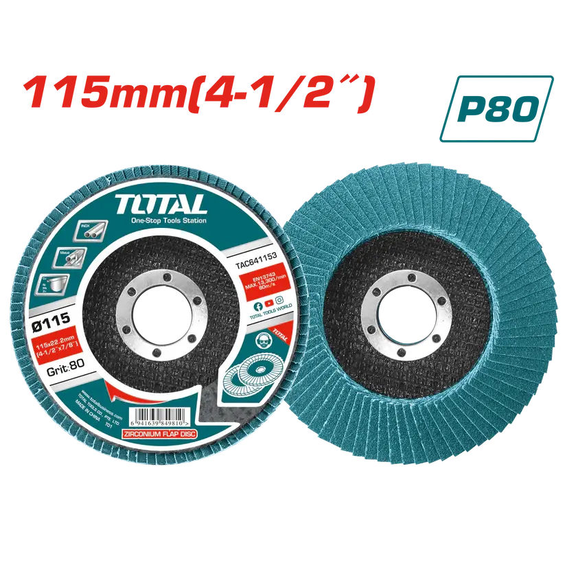 Total Lamelni brusni disk TAC641153, 115mm za metal, P80, Zirconium