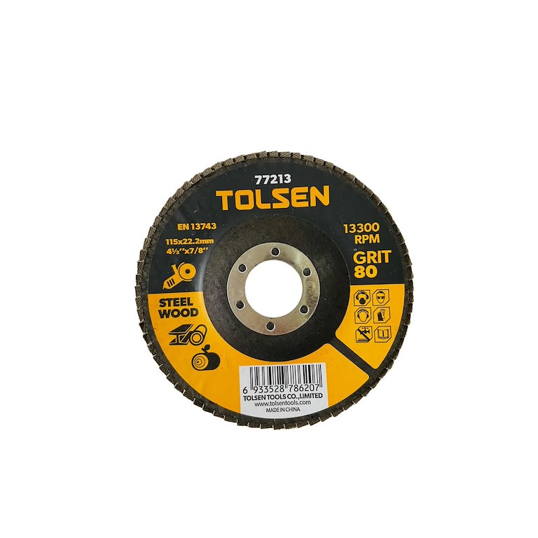 TOLSEN Brusni disk, Aluminijum-oksid, 115 x 22.2mm, P80