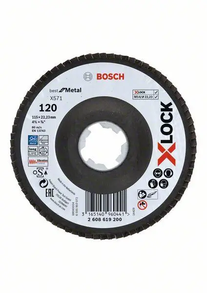 BOSCH X-LOCK Lamelne ploče, Pod uglom, Vlaknasta, Ø115 mm, G 120, X571, D= 115 mm, G= 120