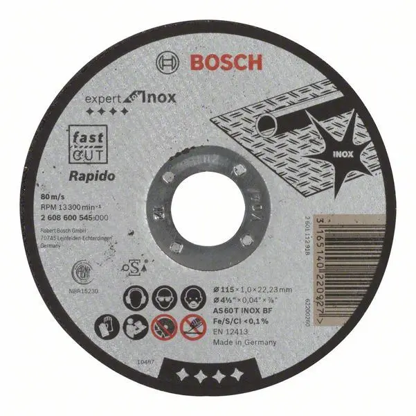 BOSCH Rezna ploča ravna Expert for Inox - Rapido 2608600545, AS 60 T INOX BF, 115 mm, 1.0 mm, 25 komada