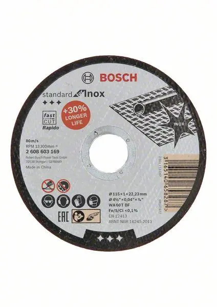 Bosch Rezna ploča ravna Standard for Inox - Rapido WA 60 T BF, 115 mm, 22,23 mm, 1,0 mm, 25 komada