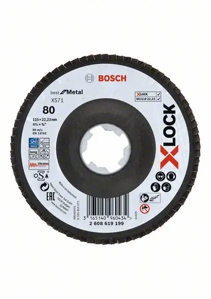 BOSCH Lamelne ploče, verzija pod uglom, vlaknasta ploča X-LOCK Ø115 mm, G 80, X571, Best for Metal
