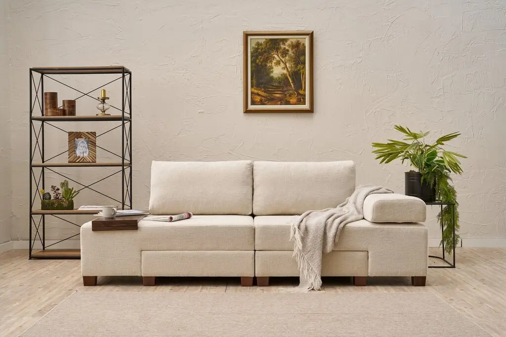 Atelier del Sofa Trosed na razvlačenje Perenna Chenille, 223x83x93cm, Beli