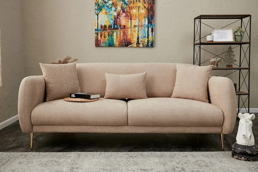 Atelier del Sofa Trosed na razvlačenje Simena 210x80x95cm Bež-Zlatni