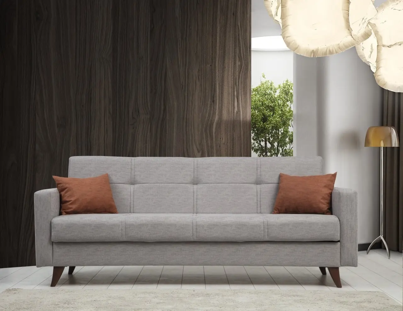 Atelier del Sofa Trosed na razvlačenje Polya 205x86x75cm Svetlosivi