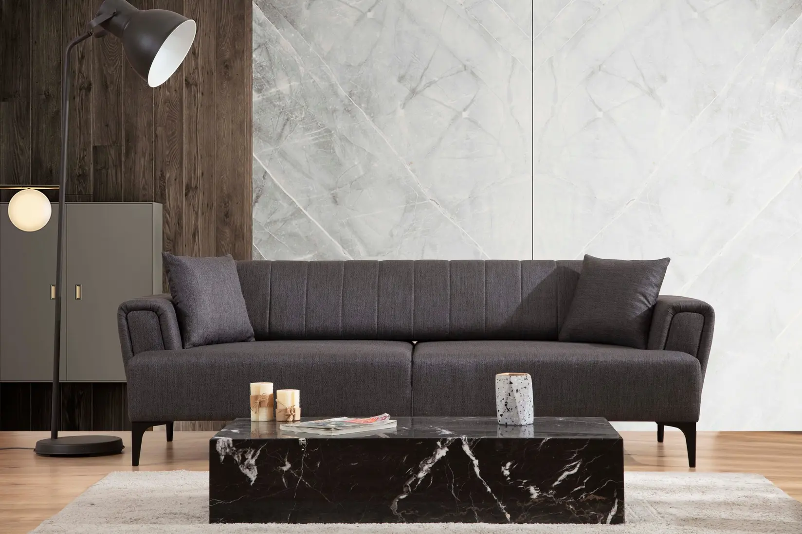 Atelier del Sofa Trosed na razvlačenje Hamlet 95x43x190cm Tamnosivi