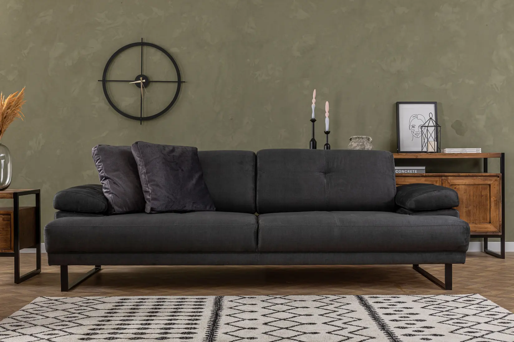Atelier del Sofa Trosed na razvlačenje Mustang 99x83x239cm Antracit