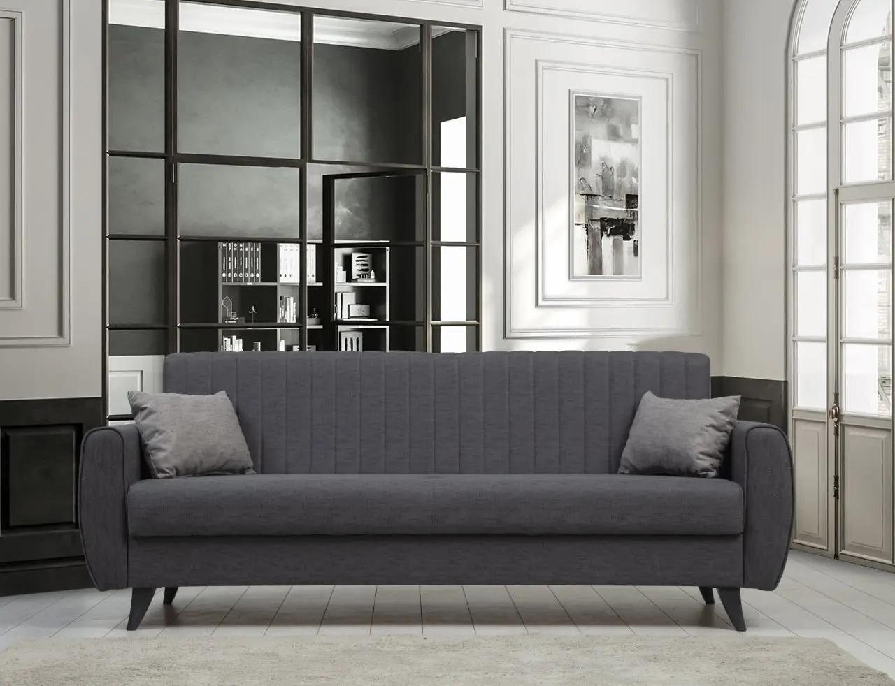 Atelier del Sofa Trosed na razvlačenje Alkon 214x86x77cm Tamnosivi