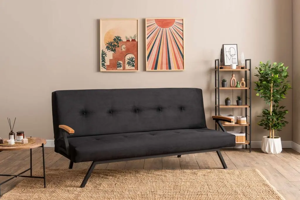 Atelier del Sofa Trosed na razvlačenje Zven, 180x64x78cm, Crni