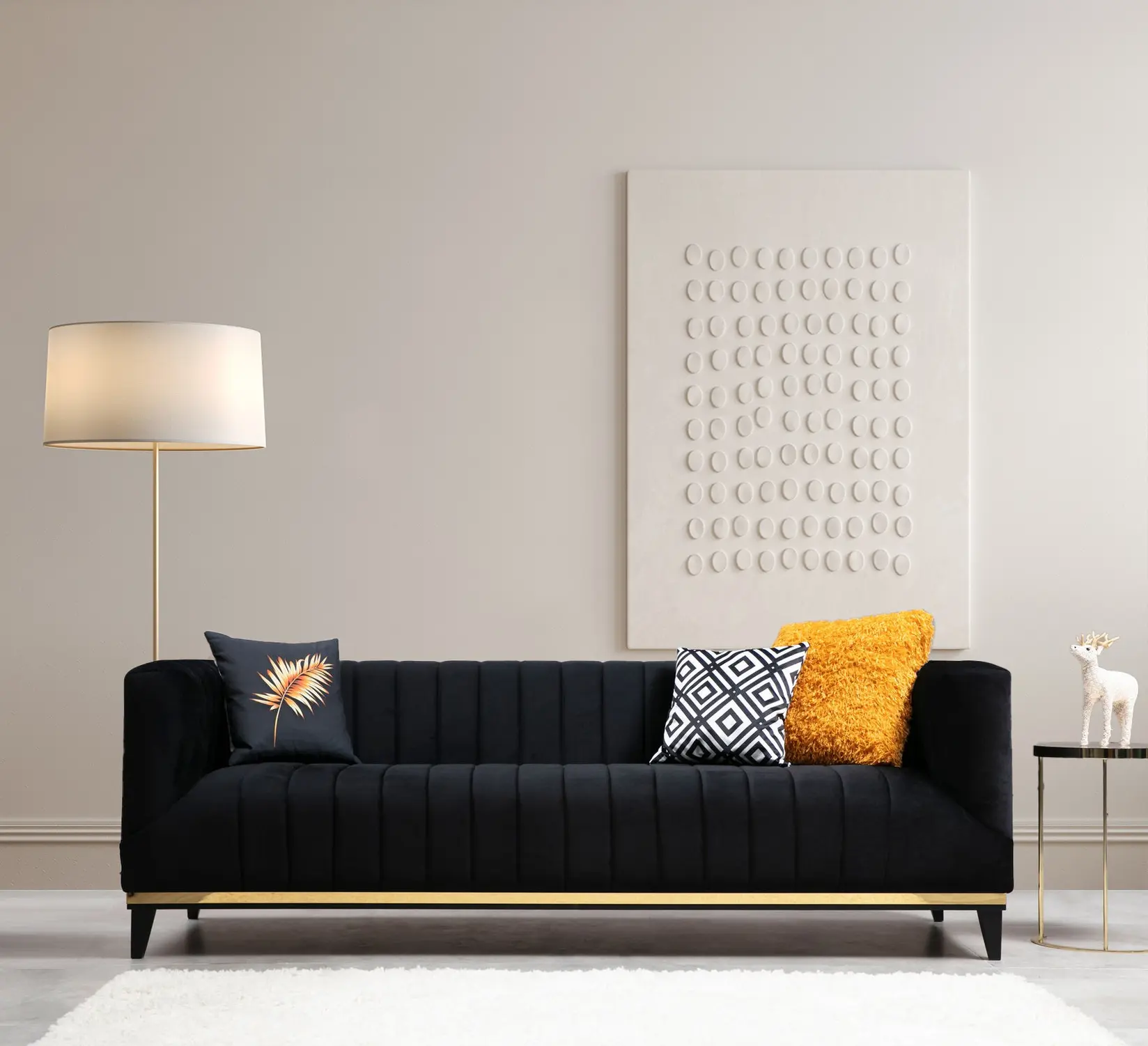 Atelier del Sofa Trosed Bellino 89x75x222cm Crno-Zlatni