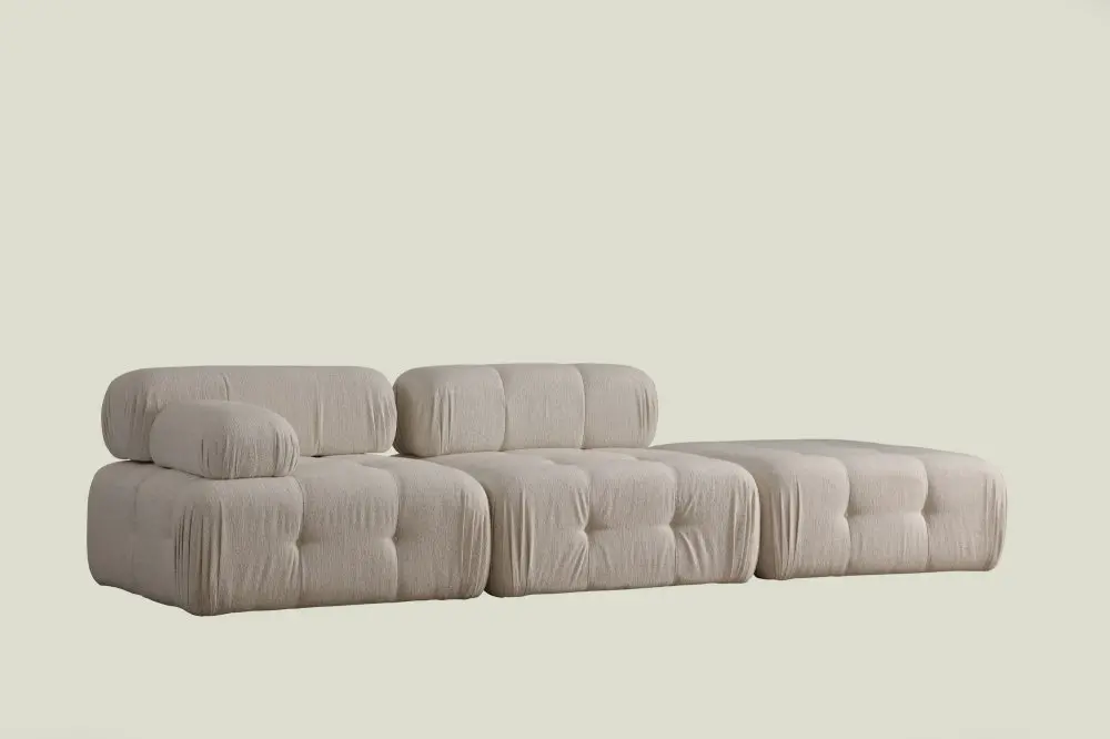 Atelier del Sofa L1 O1 1R Pouffe Doblo Sofa, 3 Sedišta, Krem