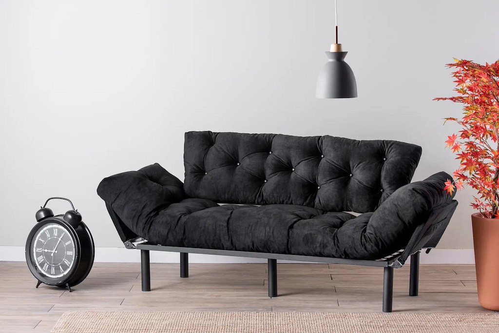 Atelier del Sofa Trosed na razvlačenje Nitta 185x85x70cm Crni