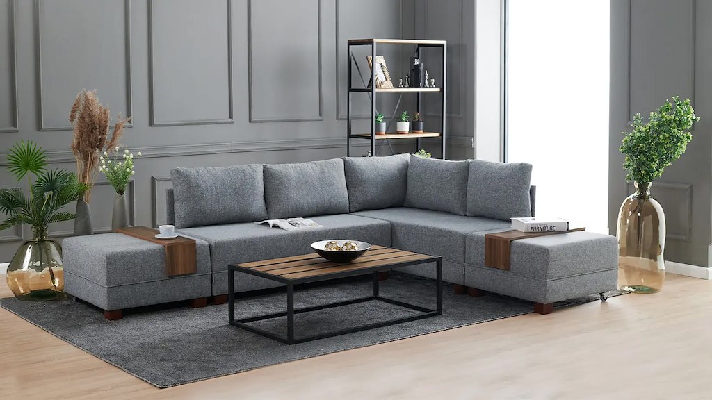 Atelier del Sofa Ugaona garnitura Fly 210x70x280cm Siva