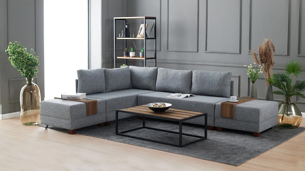 Atelier del Sofa Ugaona garnitura Fly 210x70x280cm Siva