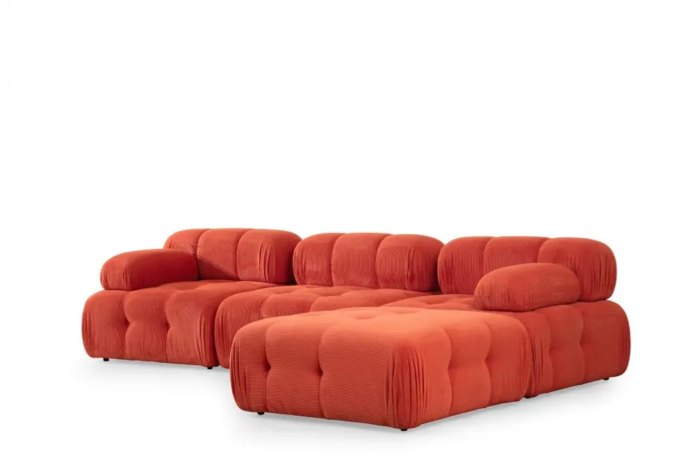 Atelier del Sofa L1 O1 1R Pouffe Doblo Ugaona garnitura, 3 Sedišta, Crvena