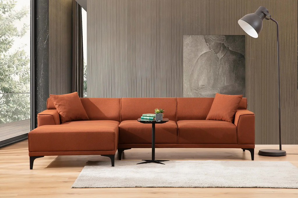 Atelier del Sofa Ugaona garnitura Petra L 145x69x87cm Narandžasta