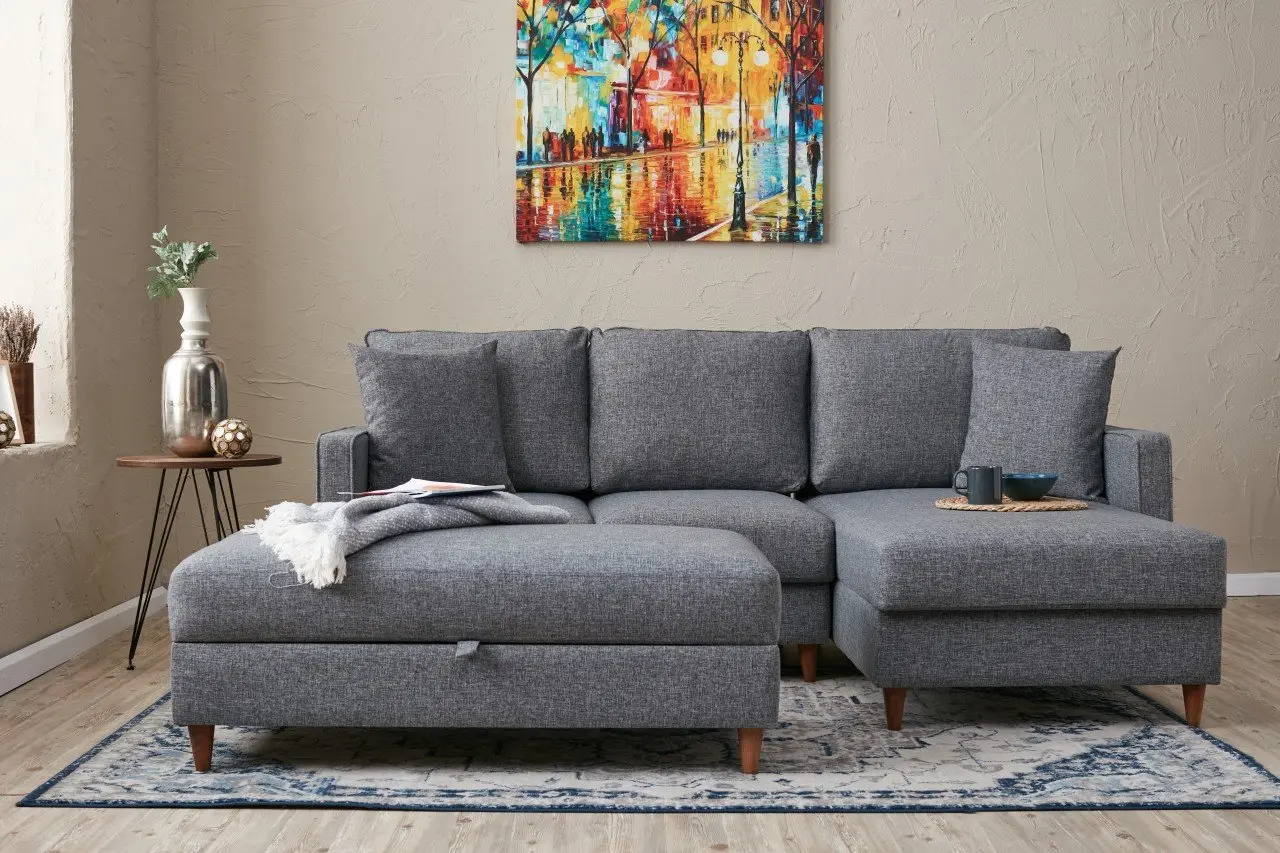 Atelier del Sofa Ugaona garnitura Eva 210x82x195cm Siva