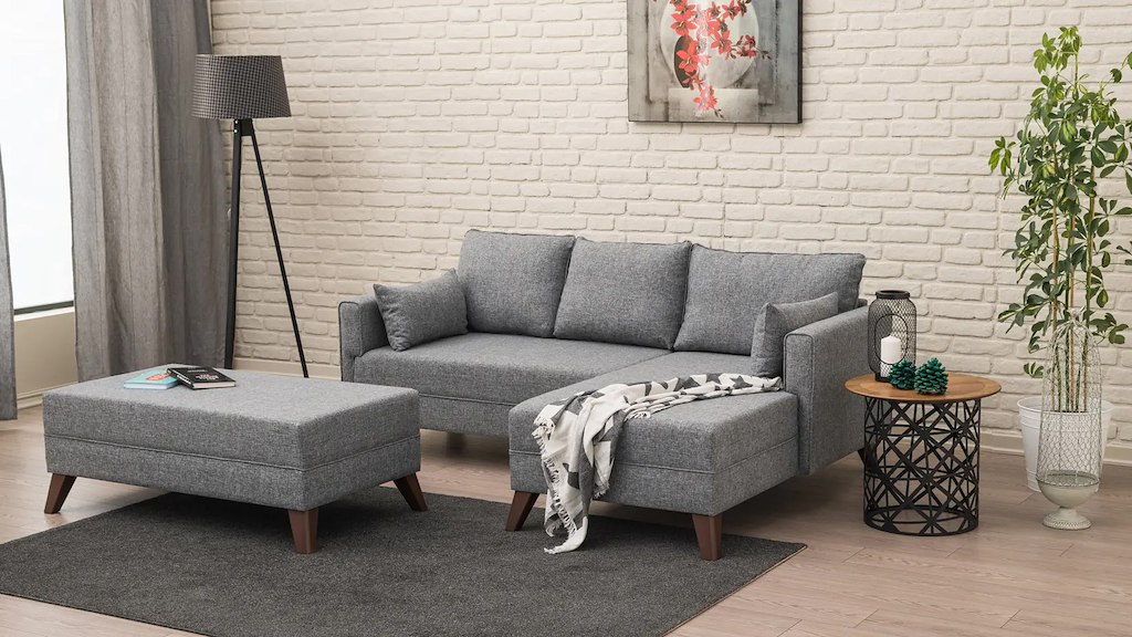 Atelier del Sofa Ugaona garnitura Bella 205x85x140cm Siva