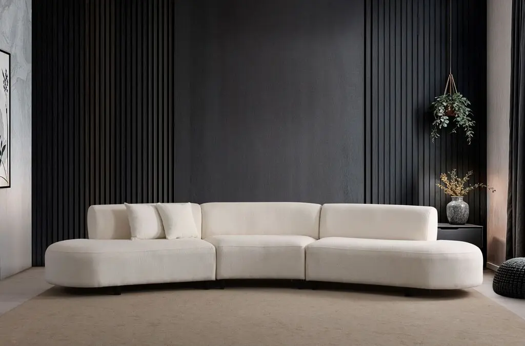 Atelier del Sofa Ugaona garnitura Pars Cream, 100x70x390 cm, Bež