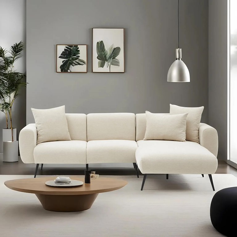 Atelier del Sofa Ugaona garnitura Side 252x77x82cm Krem
