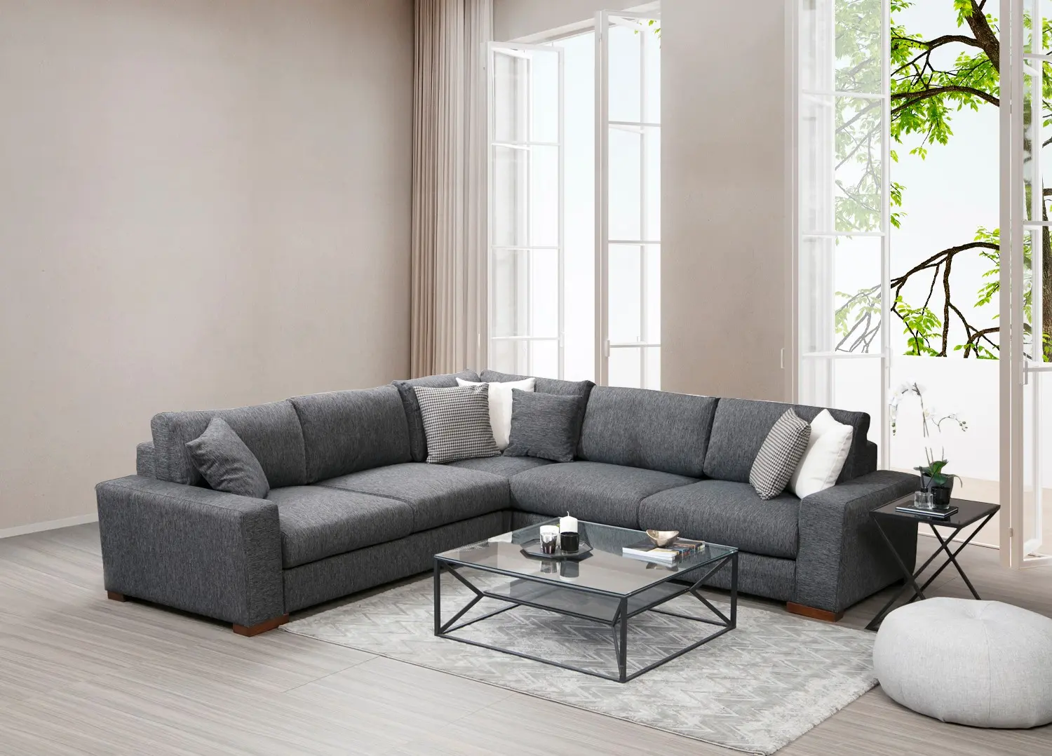 Atelier del Sofa Ugaona garnitura Loop 7 95x85x282cm Antracit